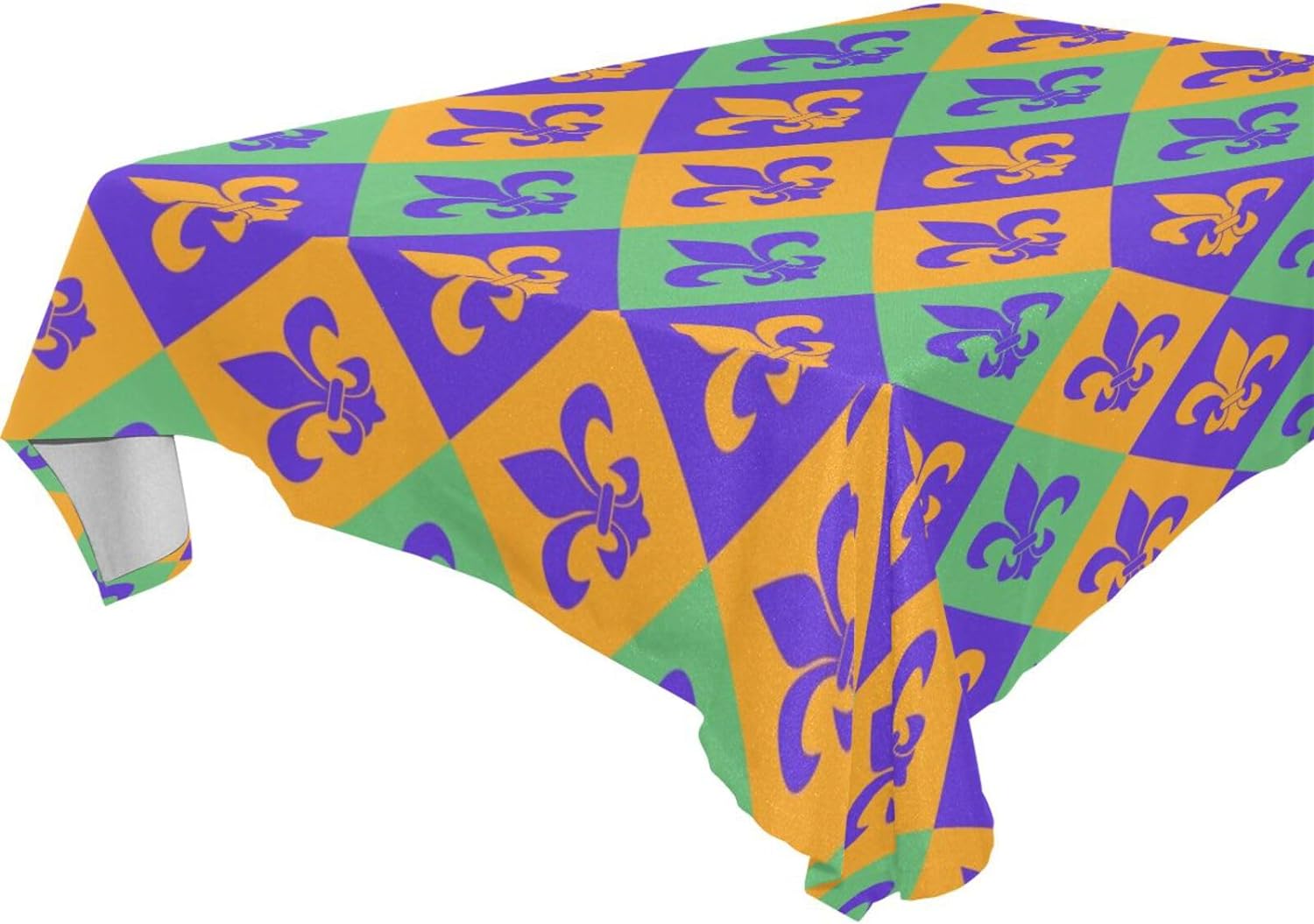 Coolnut Mardi Gras Checkered Tablecloth Rectangle Colorful Table Cloth ...