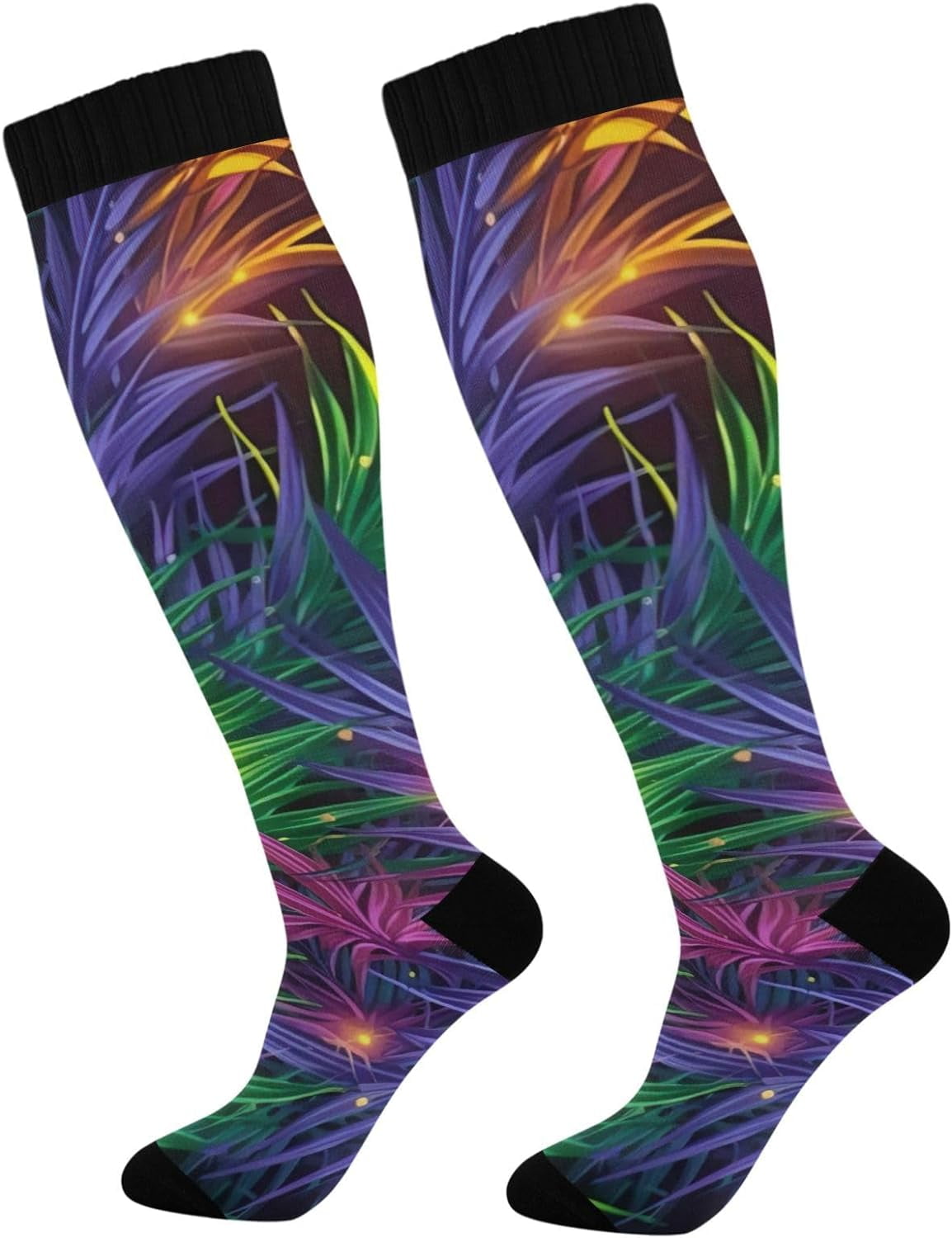 Coolnut Mardi Gras Colored Feathers Compression Socks for Women&Men ...