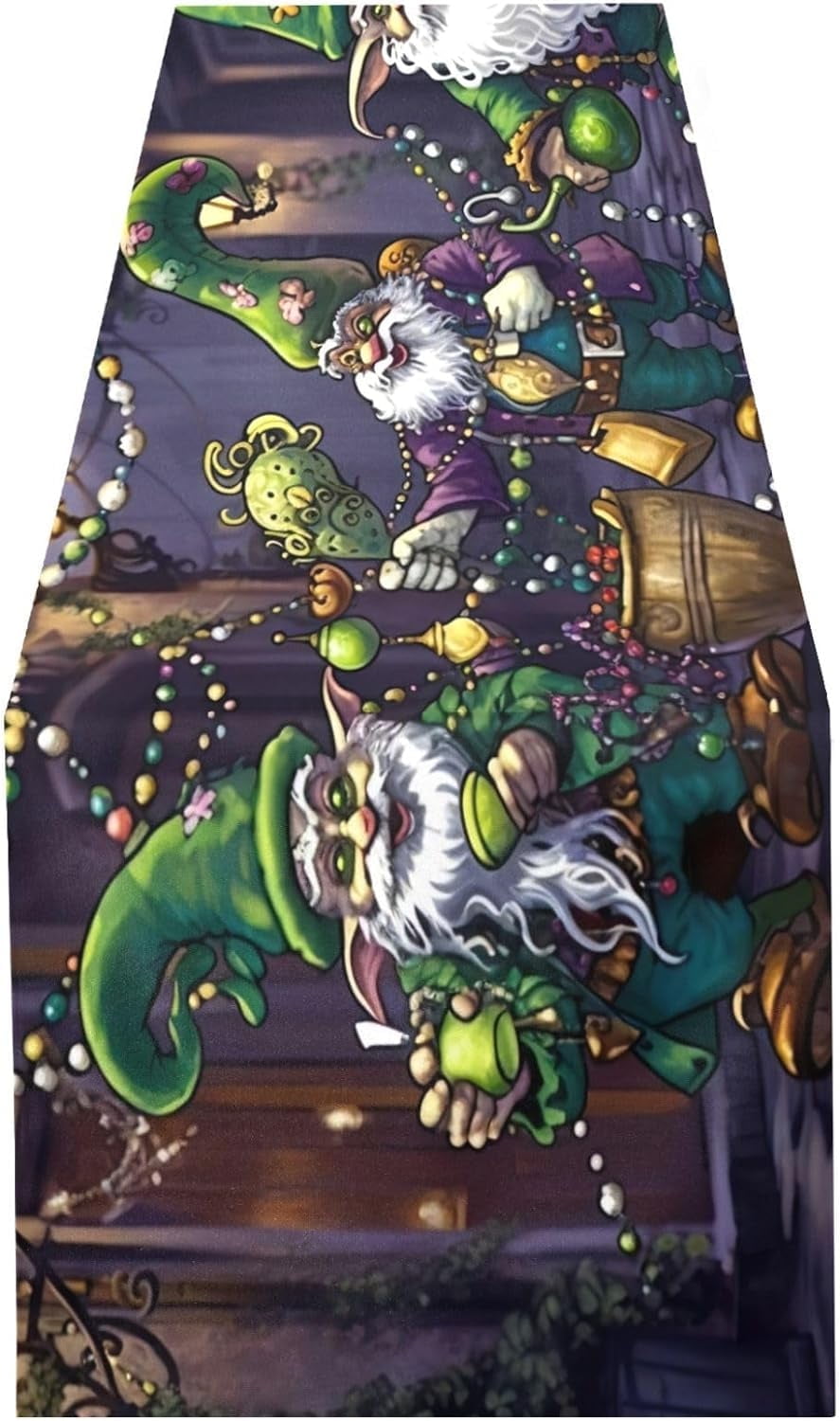 Coolnut Mardi Gras Cute Gnome Table Runner 18x72in,Coffee Table Runners ...