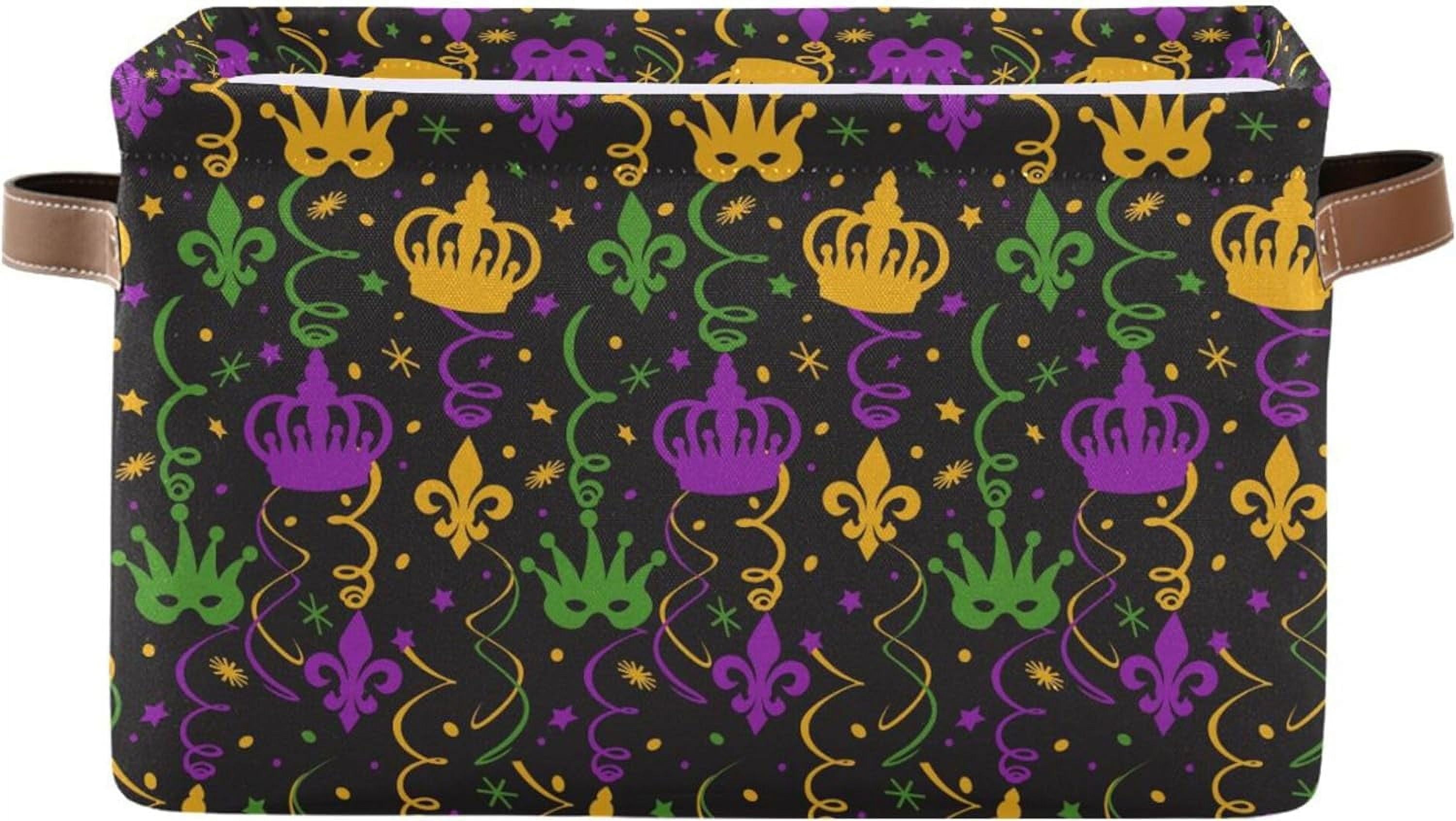 Coolnut Mardi Gras Theme Storage Basket Foldable Storage Bin, Canvas ...