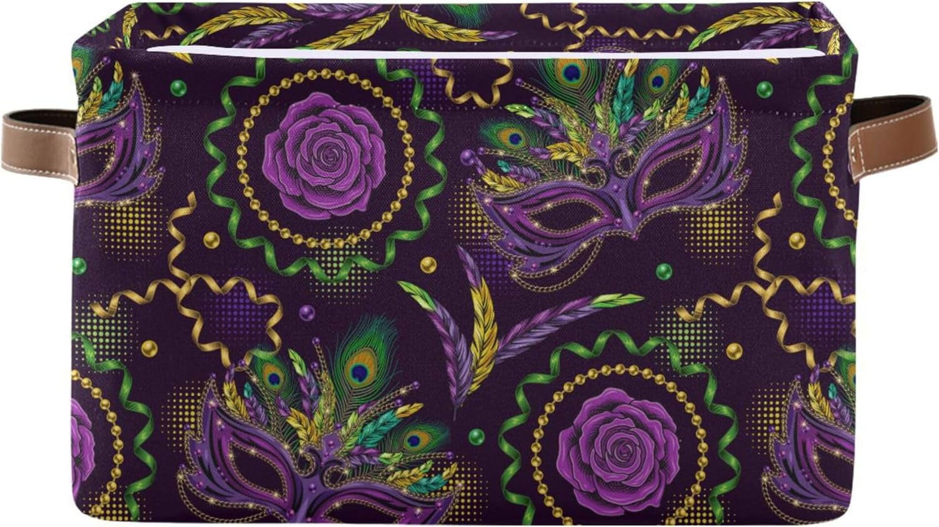 Coolnut Mardi Gras Theme Storage Basket Foldable Storage Bin, Canvas ...