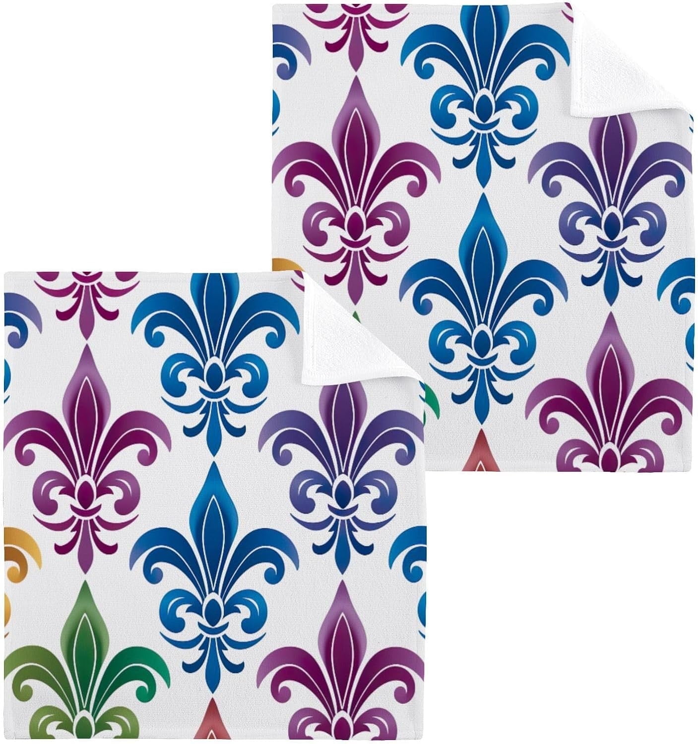 Coolnut Mardi Gras Washcloths Set of 4-12 x 12 inch Pure Cotton Wash Cloth Highly Absorbent and ...