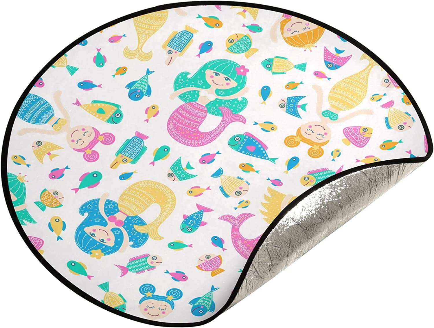 Coolnut Mermaid Christmas Tree Mat Round Christmas Tree Stand Mat ...