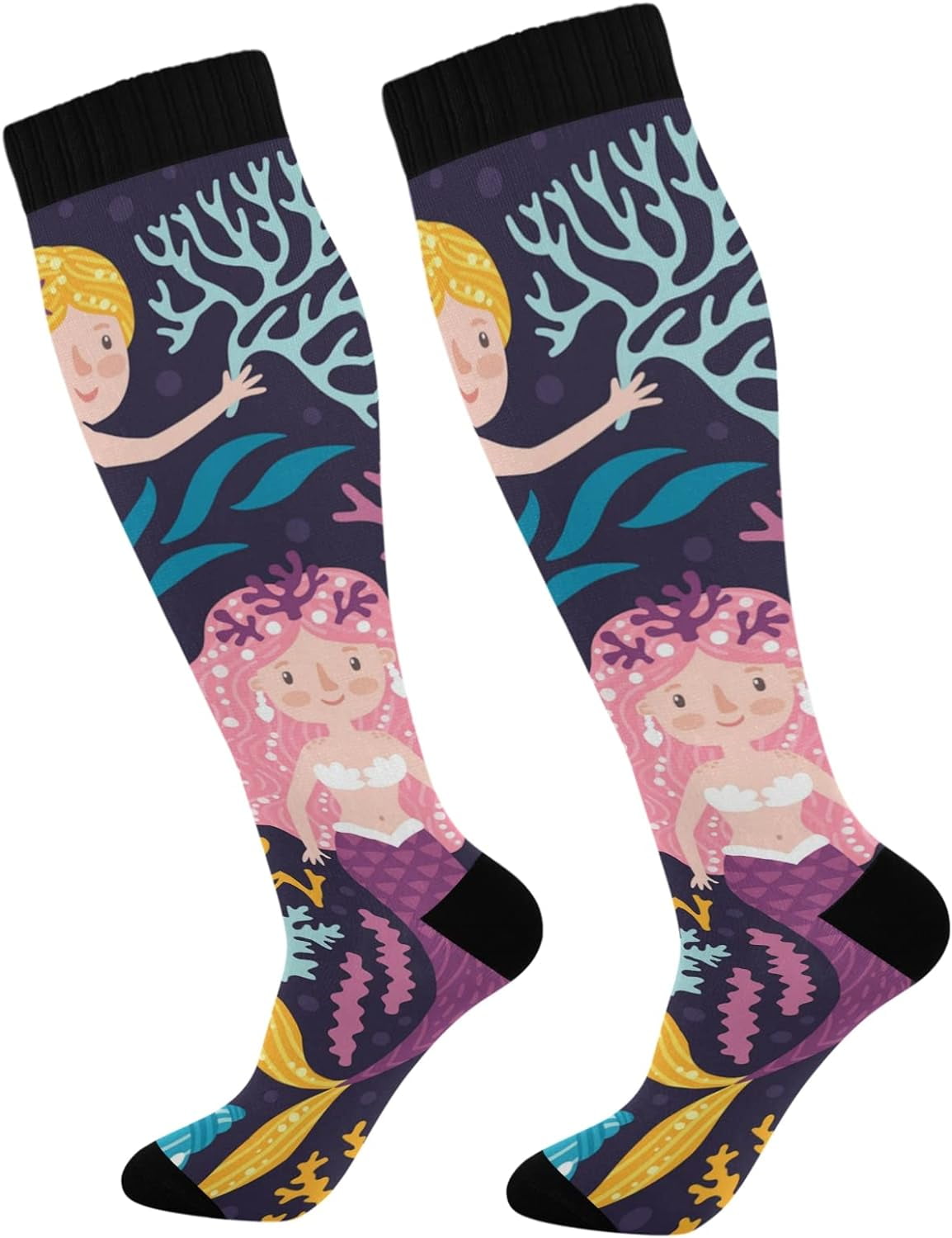 Coolnut Mermaid Compression Socks, 1 Pack Women Men Long Stocking (20 ...