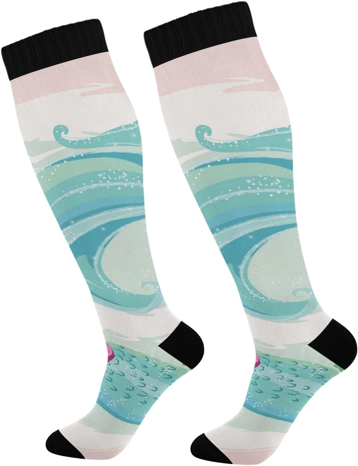 Coolnut Mermaid Compression Socks, 1 Pack Women Men Long Stocking (20 ...