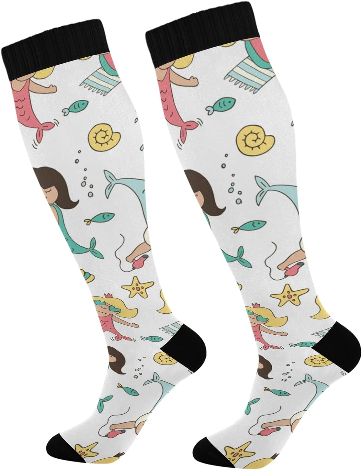 Coolnut Mermaid Compression Socks, 1 Pack Women Men Long Stocking (20 ...