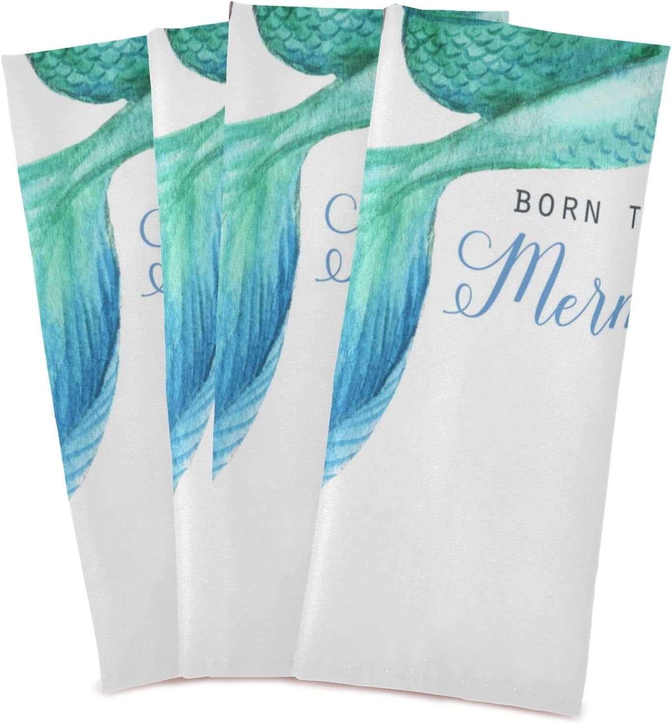 Coolnut Mermaid Kitchen Dish Towel Set of 4, Super Absorbent Soft ...