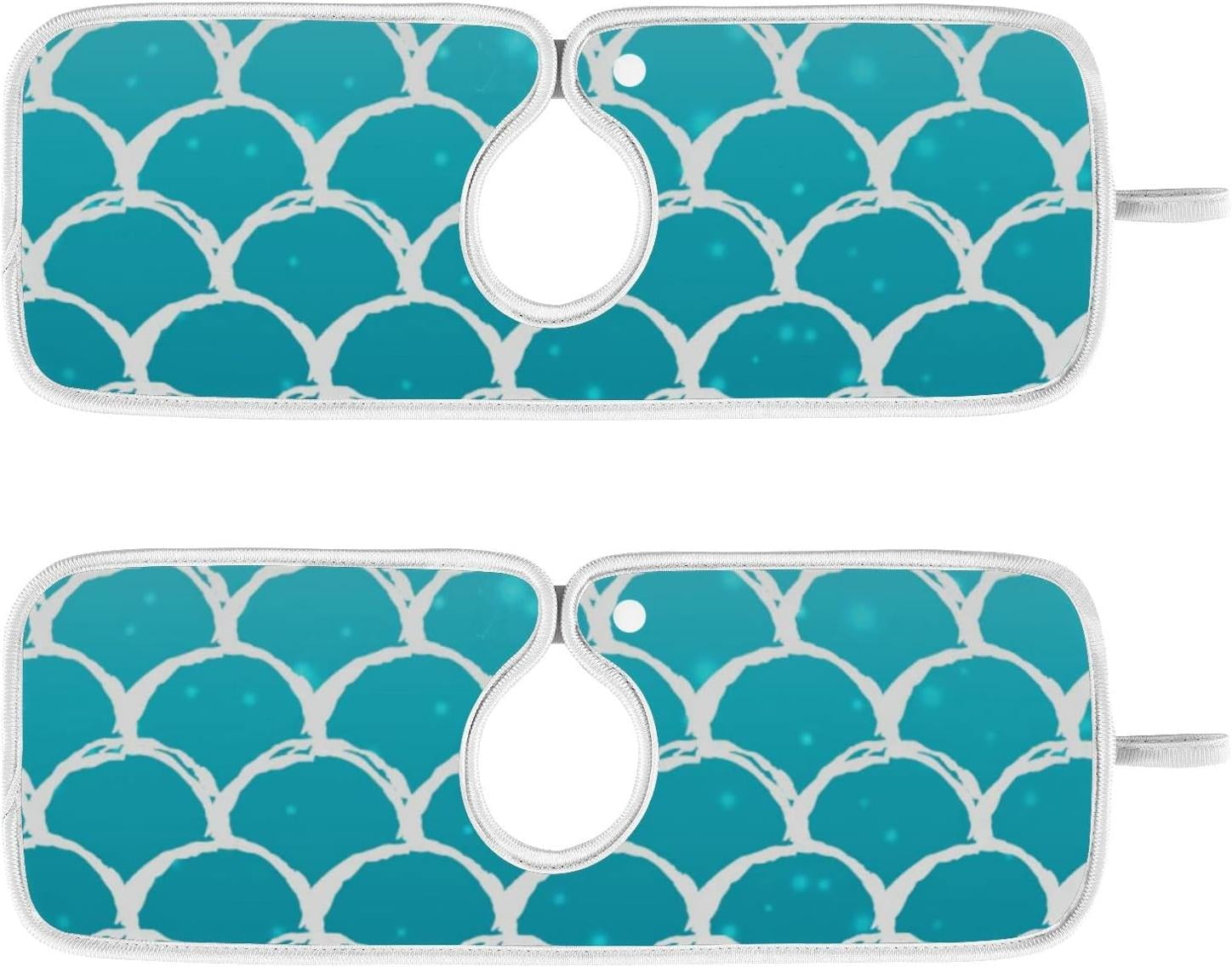 Coolnut Mermaid Scales Blue Sink Splash Guard for Faucet 2 Packs Faucet ...