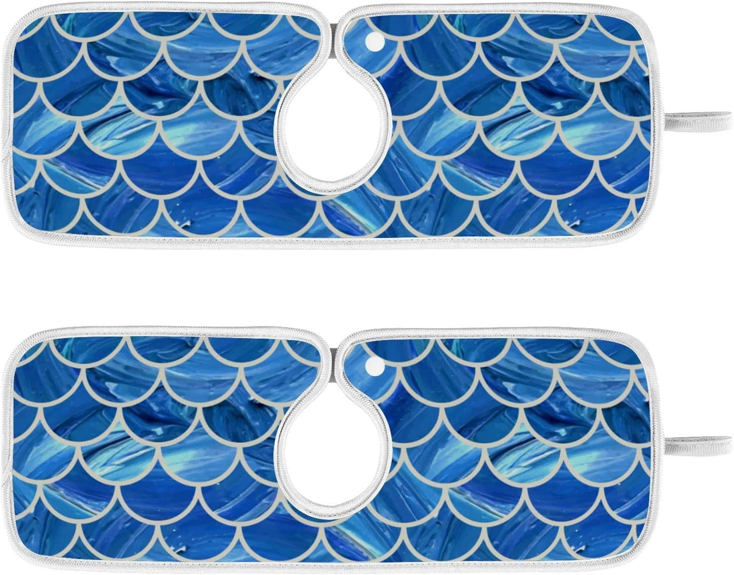 Coolnut Mermaid Tail Blue Sink Splash Guard for Faucet 2 Packs Faucet ...