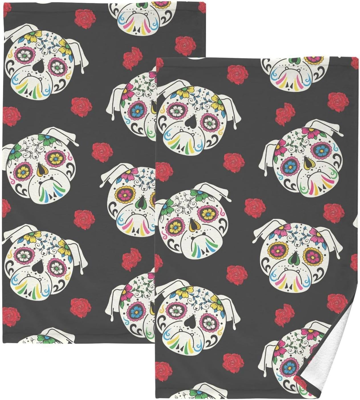 Coolnut Mexican Pug Patterned Hand Towels 2 PCS, Cotton Bath Towel for ...