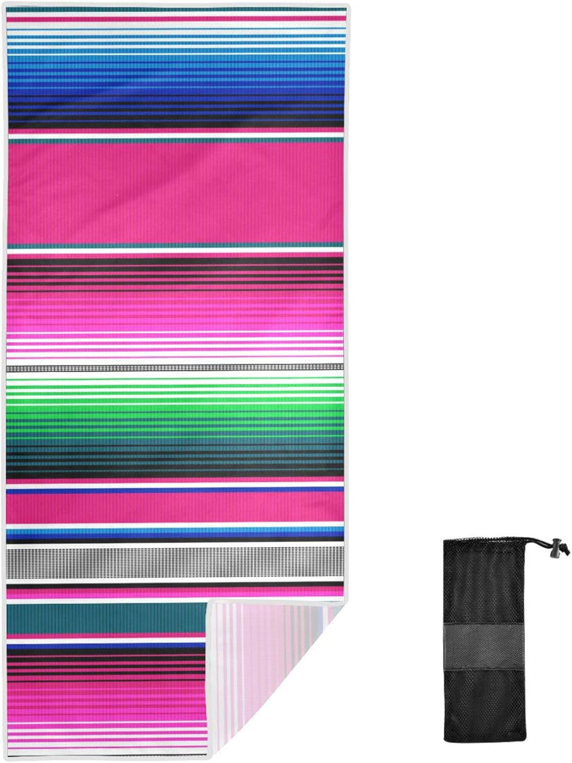 Coolnut Mexican Serape Blanket Stripes Beach Towel, Sand Free Super ...