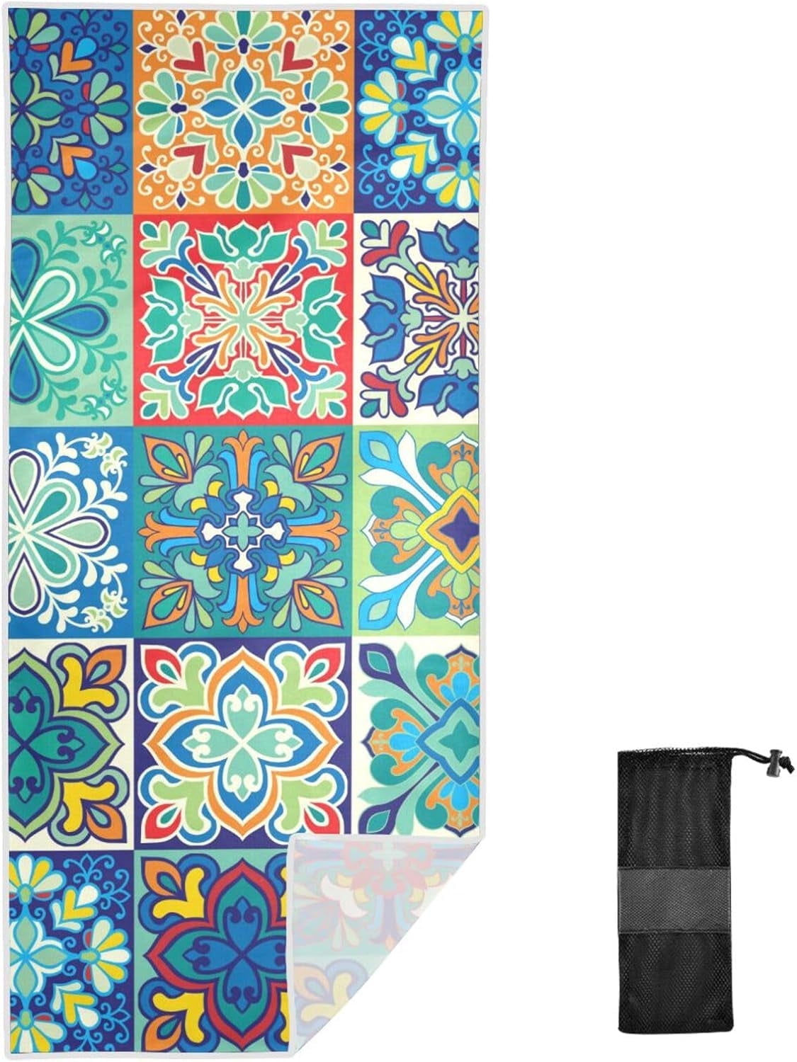Coolnut Mexican Talavera Beach Towel, Sand Free Super Absorbent ...
