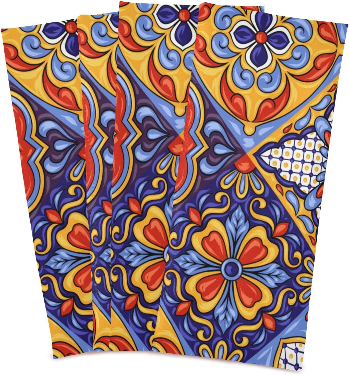 Coolnut Mexican Talavera Ceramic Tile Pattern Kitchen Towels Set of 4 ...