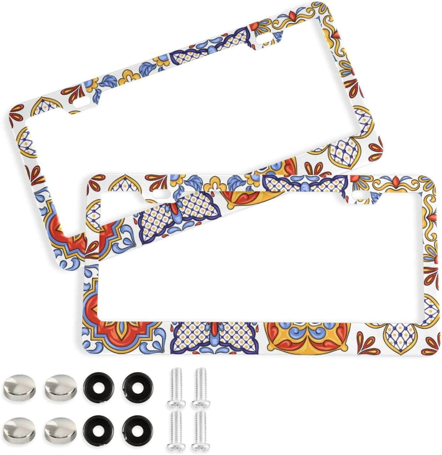Coolnut Mexican Talavera License Plate Frames 2pcs, Aluminum Universal ...