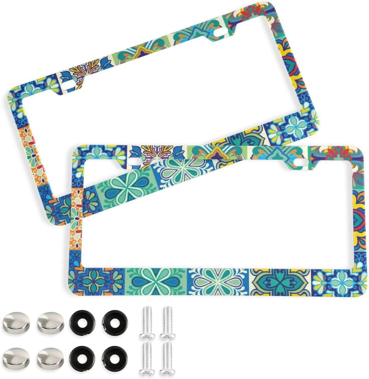 Coolnut Mexican Talavera License Plate Frames 2pcs, Aluminum Universal ...