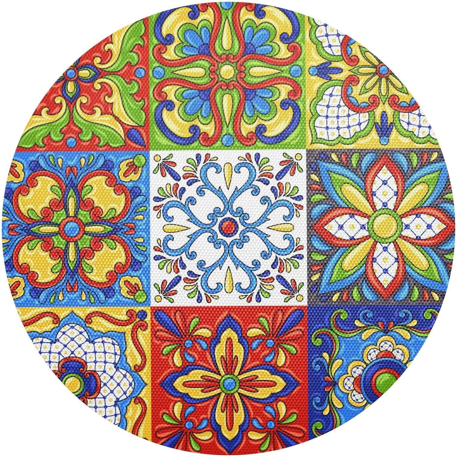 Coolnut Mexican Talavera Tile Round Placemat Set of 1, Non-Slip Heat ...