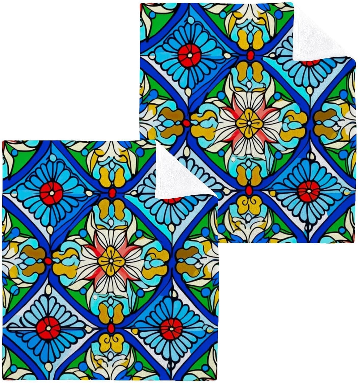 Coolnut Mexican Talavera Washcloths 4 Pack, Highly Absorbent Soft ...