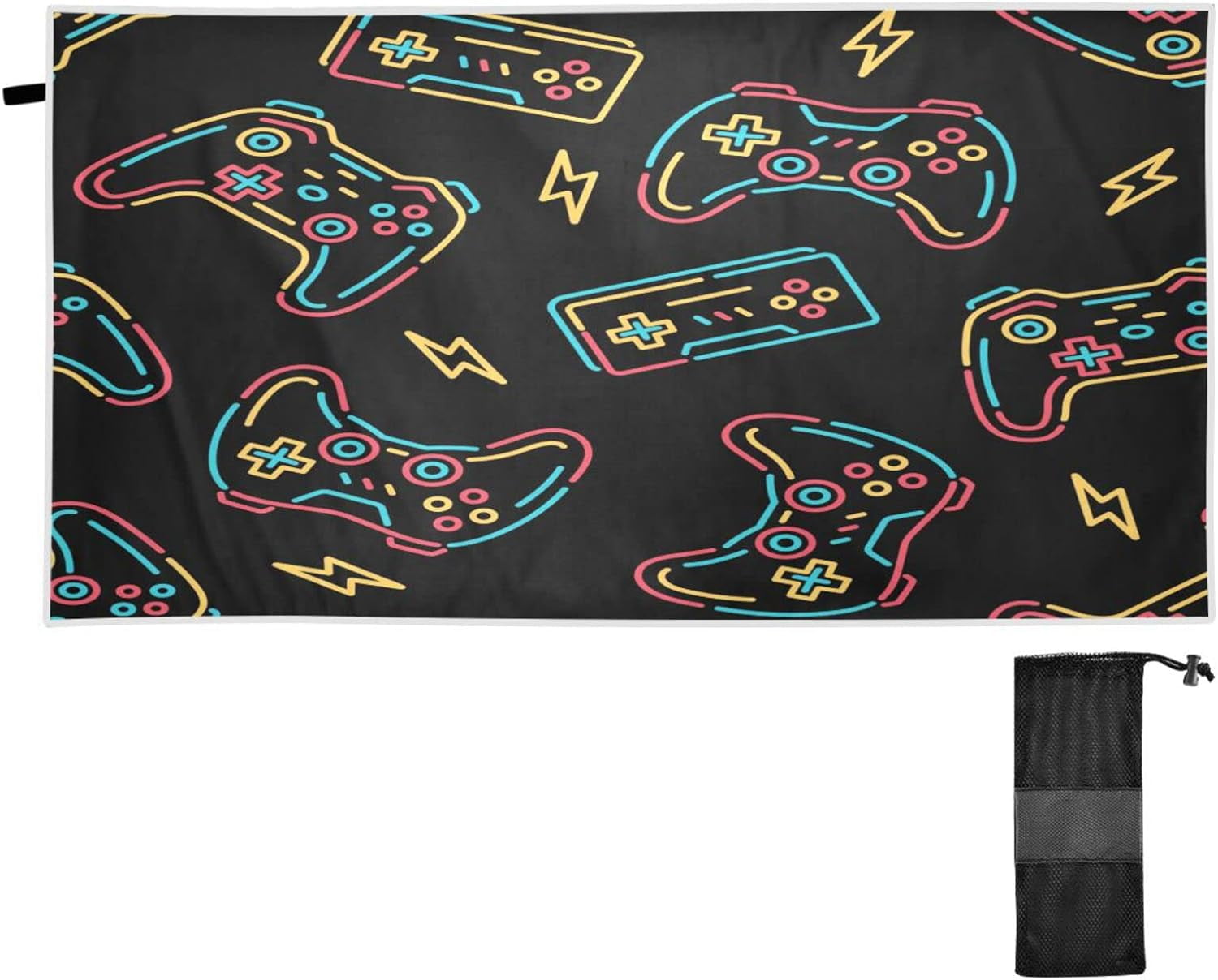 Coolnut Microfiber Beach Towels,Gamer Pattern Black Sand Free Beach ...