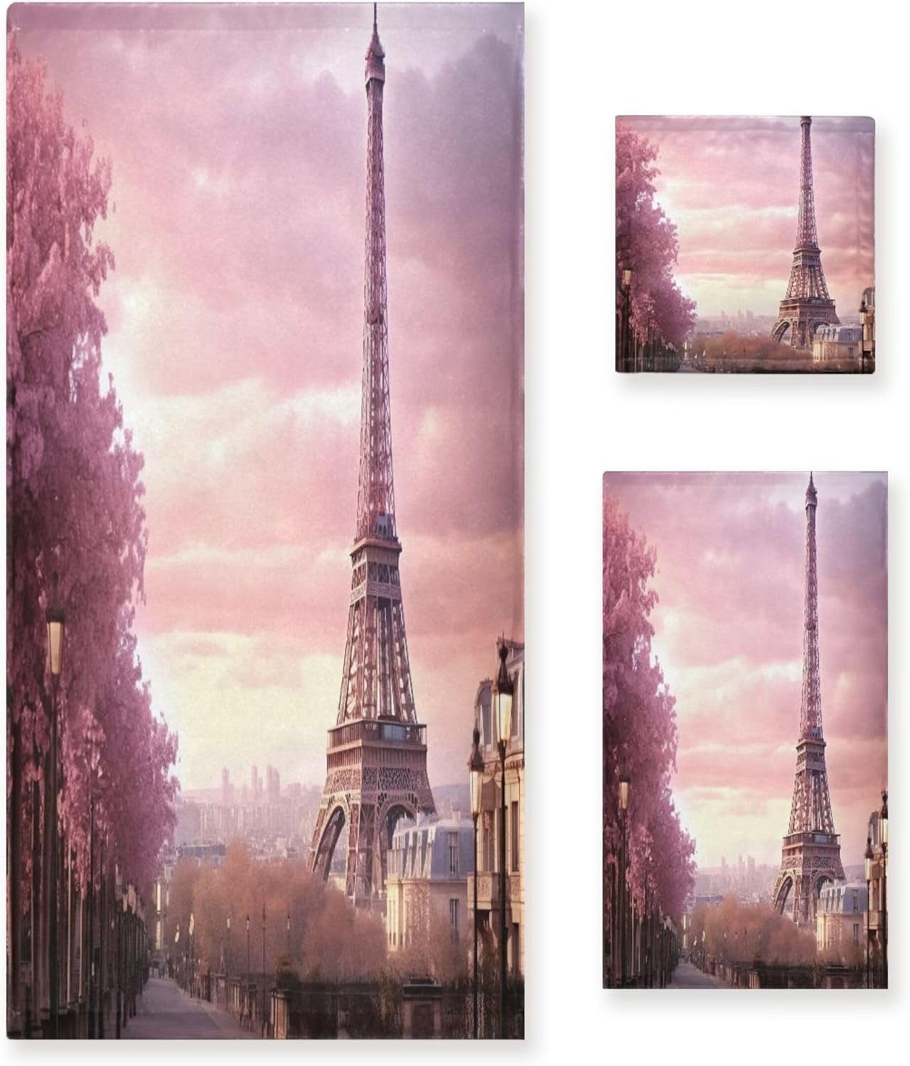 Coolnut Modern Paris Bathroom Towel Set of 3 with Hand Towel, Wash ...