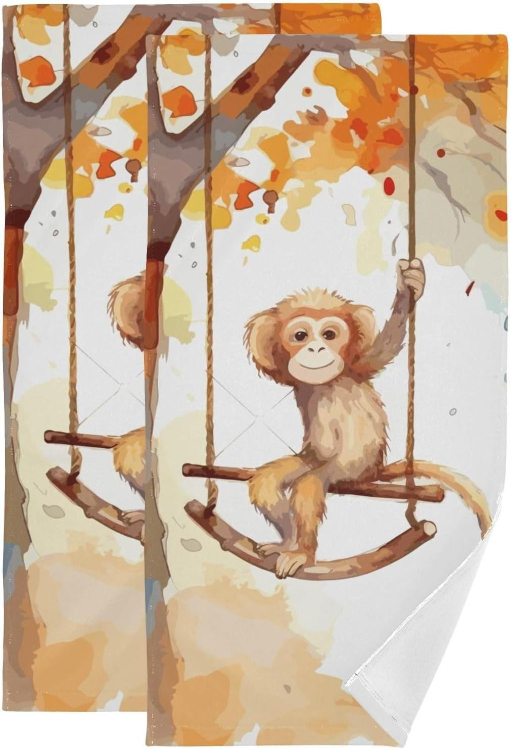Coolnut Monkey Autumn Tree Dish Towels Kitchen Towel 2 PCS, Fall ...