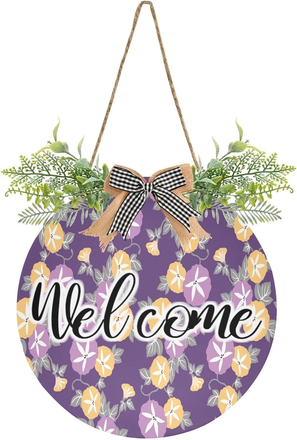 Coolnut Morning Glory Flower Front Door Round, Hanging Welcome Sign ...