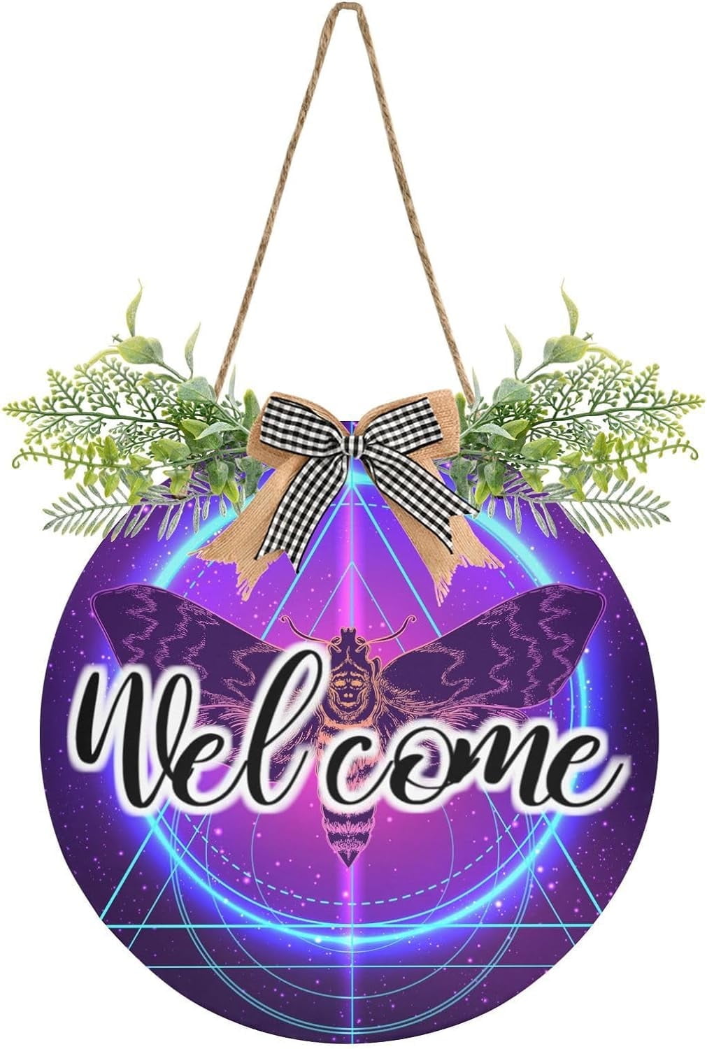 Coolnut Moth over Mandala Front Door Round, Hanging Welcome Sign, Front ...