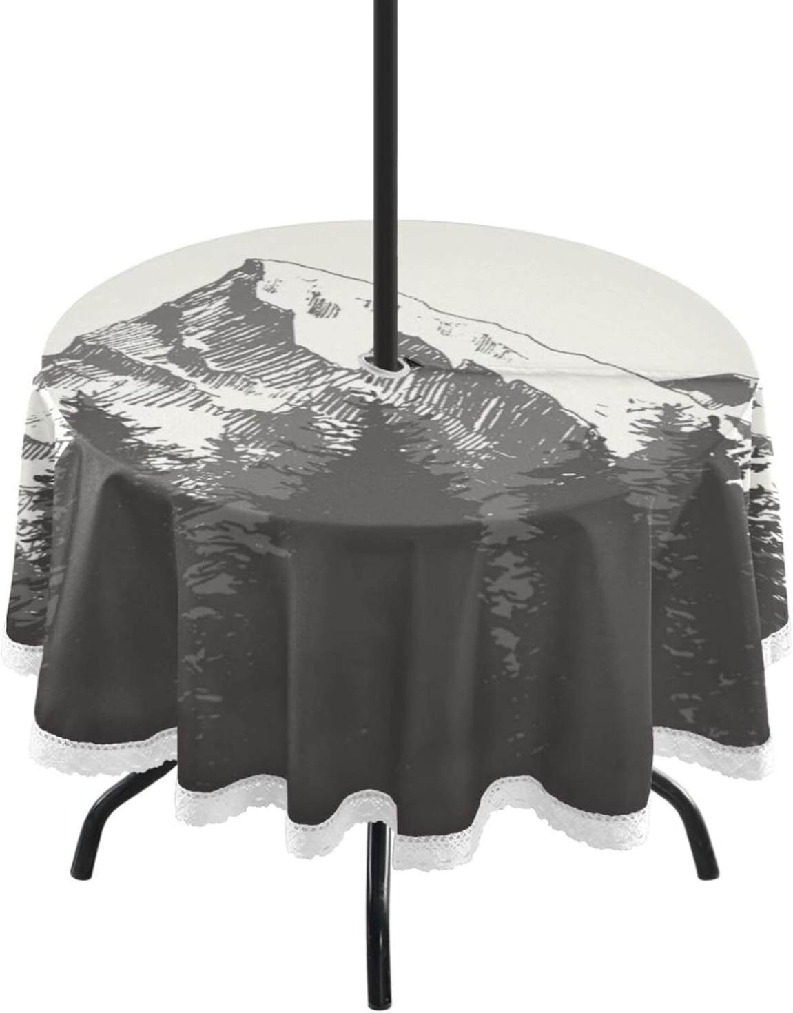 Coolnut Mountain Round Tablecloth 60" Outdoor Table Covers with ...
