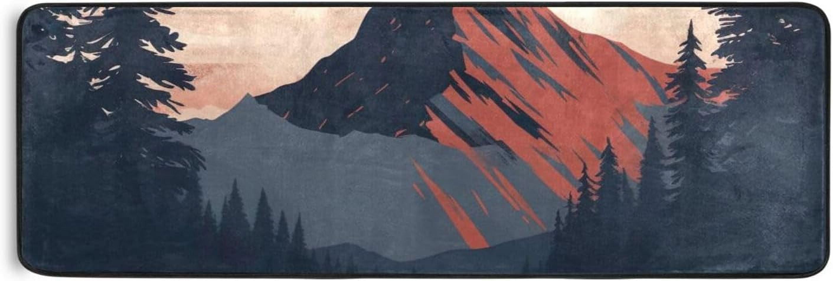 Coolnut Mountain with Trees Area Rug - 2' x 6' Washable Runner Rugs ...