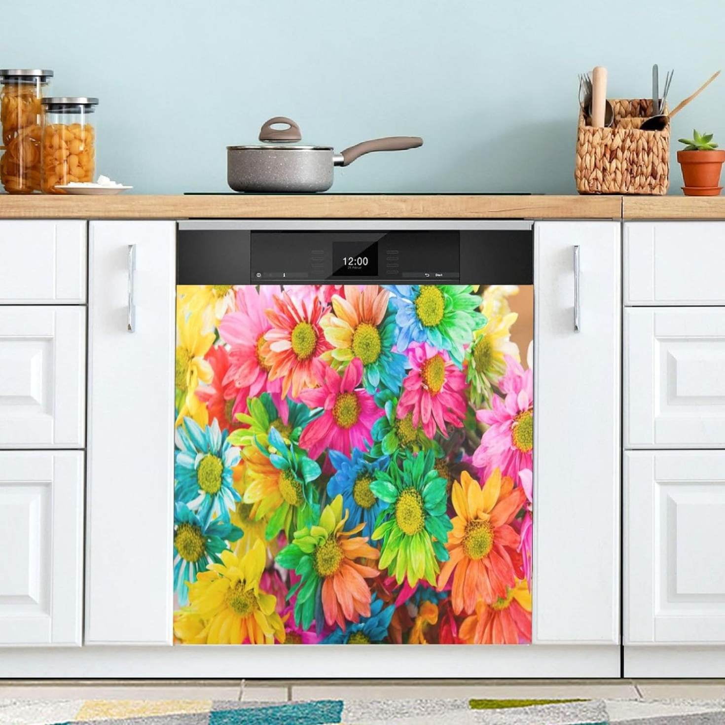 Coolnut Multicolor Daisies Dishwasher Magnet Cover for The Front Door ...