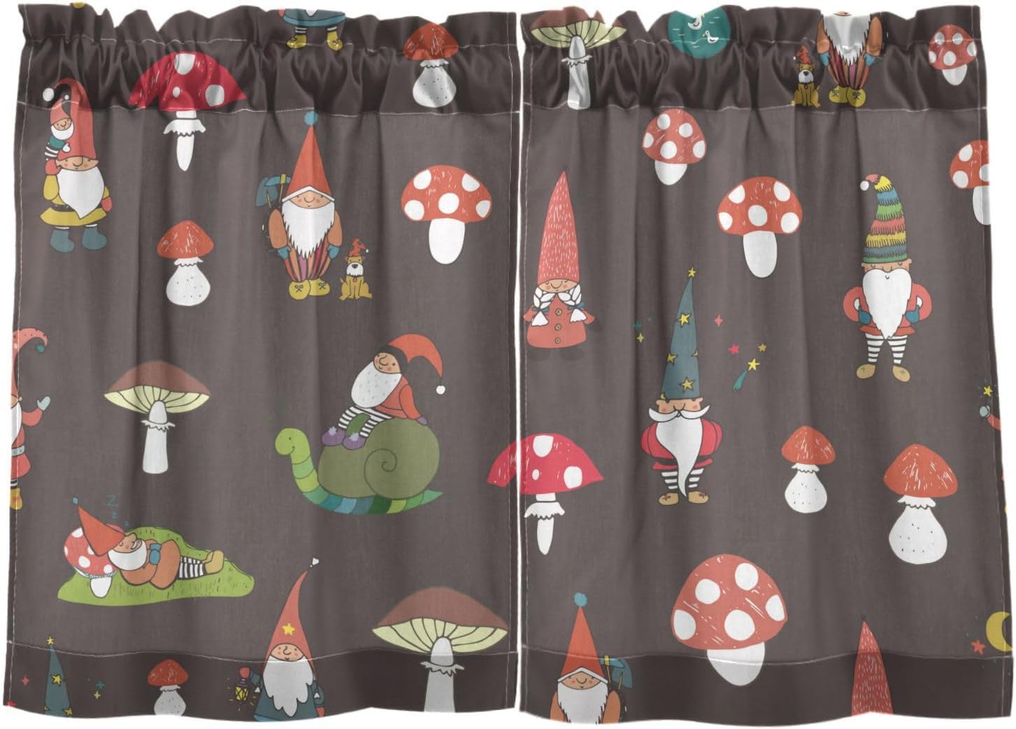 Coolnut Mushroom Kitchen Curtains 2 Panels, UV Protected Tier Curtains ...