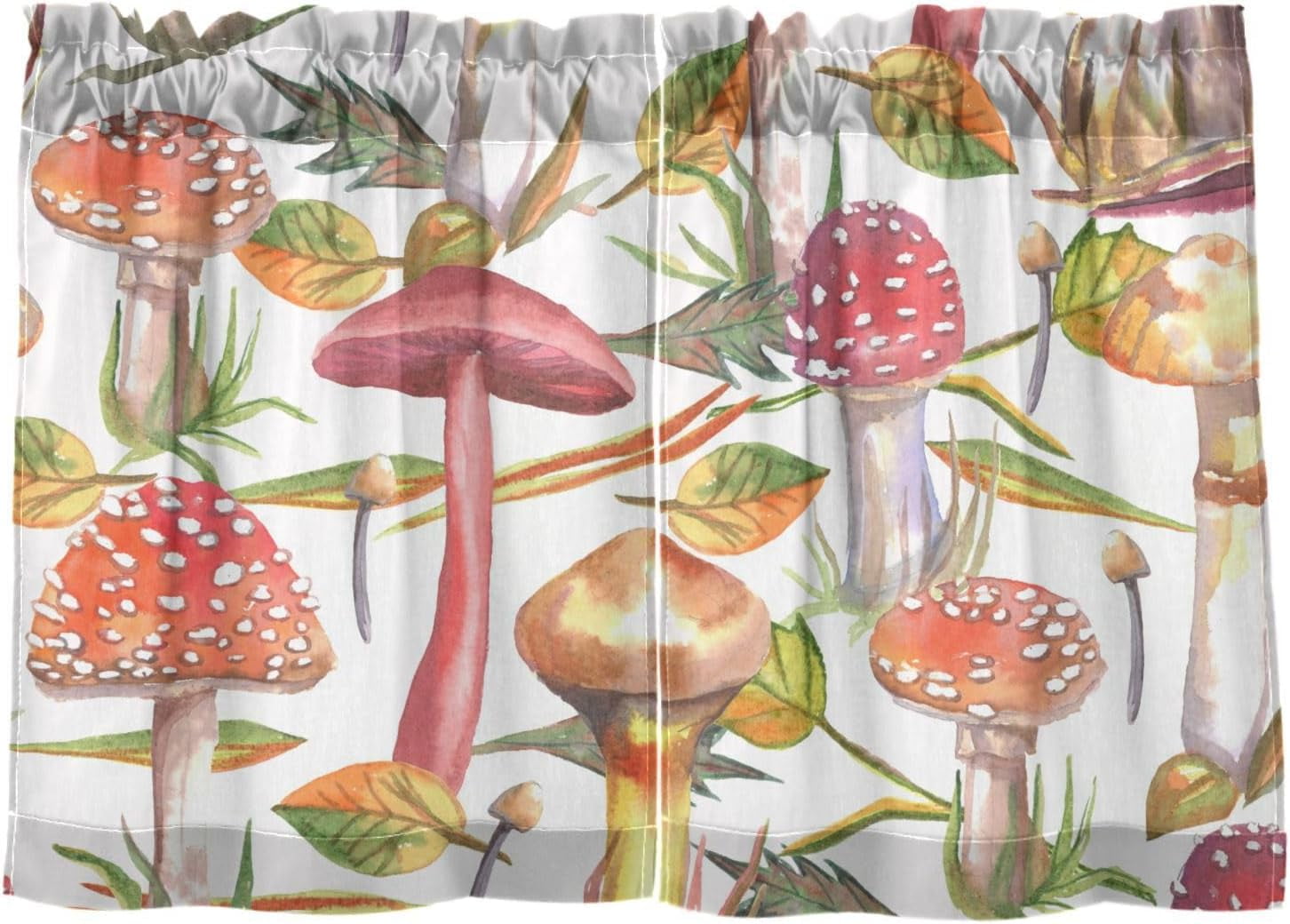 Coolnut Mushroom Kitchen Curtains 2 Panels, UV Protected Tier Curtains ...