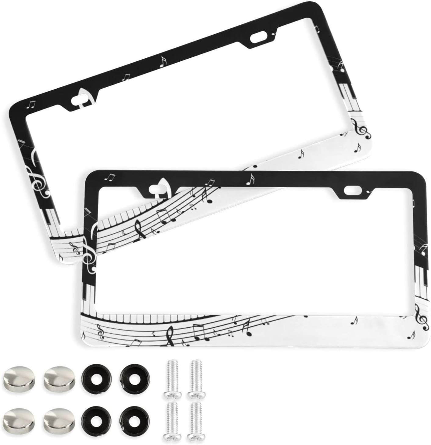 Coolnut Musical Note License Plate Frames 2pcs, Aluminum Universal Car ...