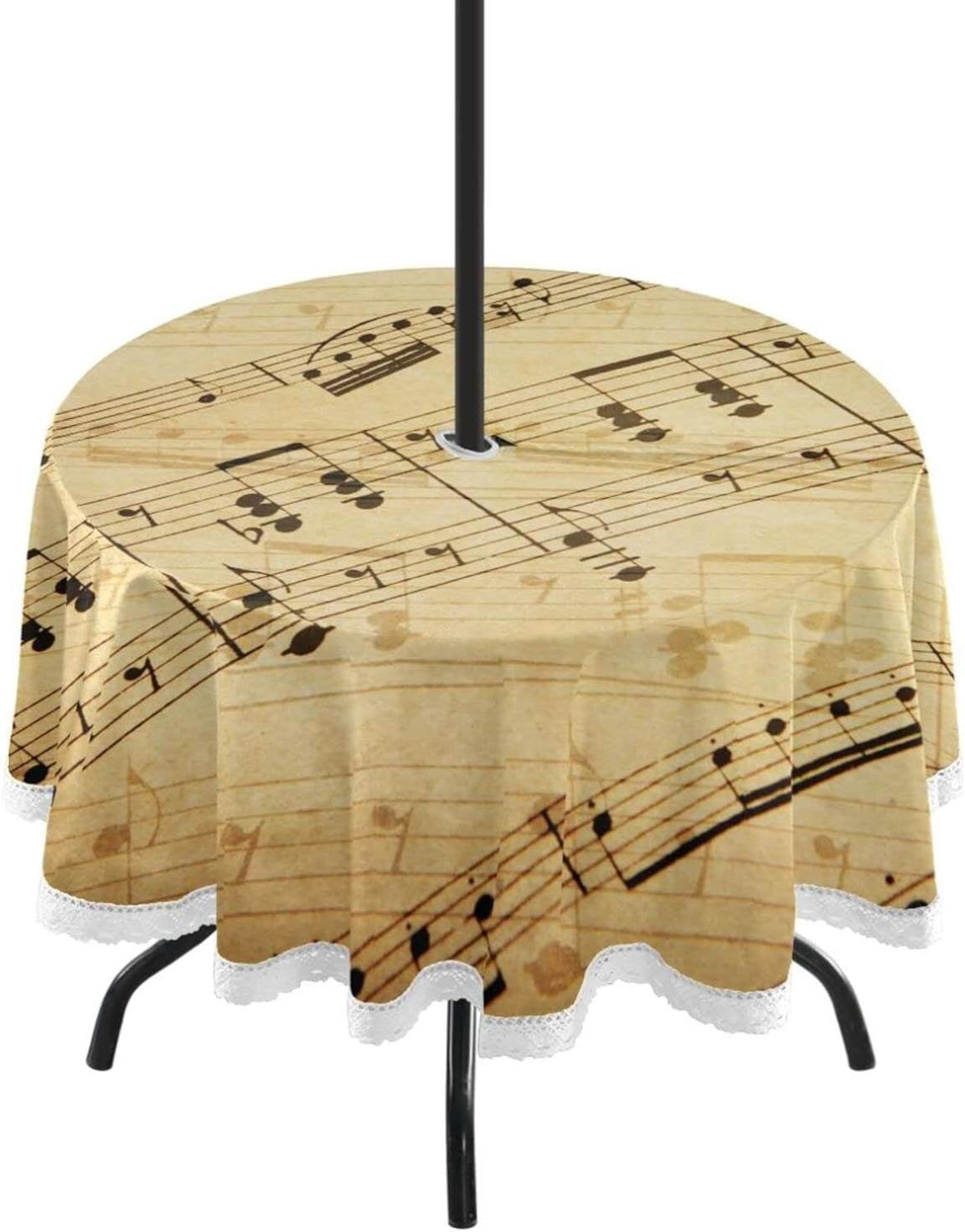 Coolnut Musical Note Round Tablecloth with Zipper Umbrella Hole ...