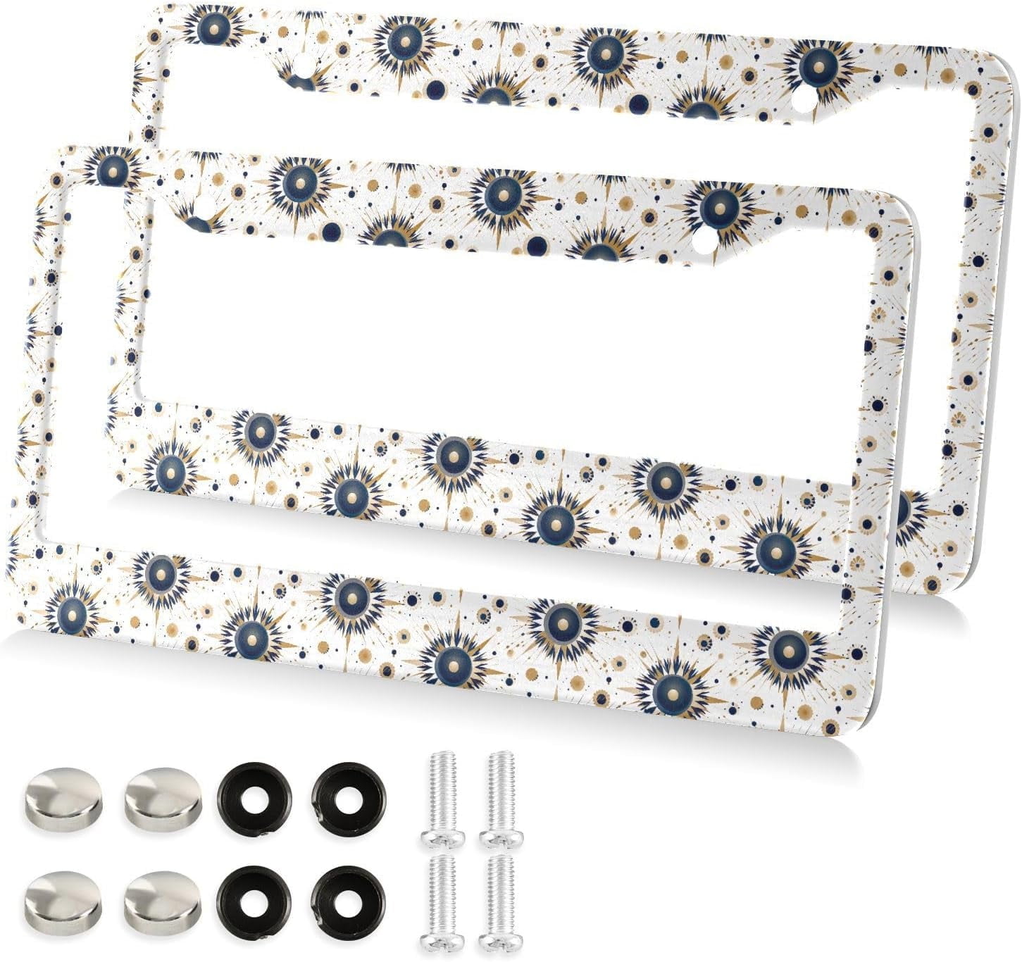 Coolnut Navy Blue Stars and Eye Patterns Fabric by License Plate Frames ...