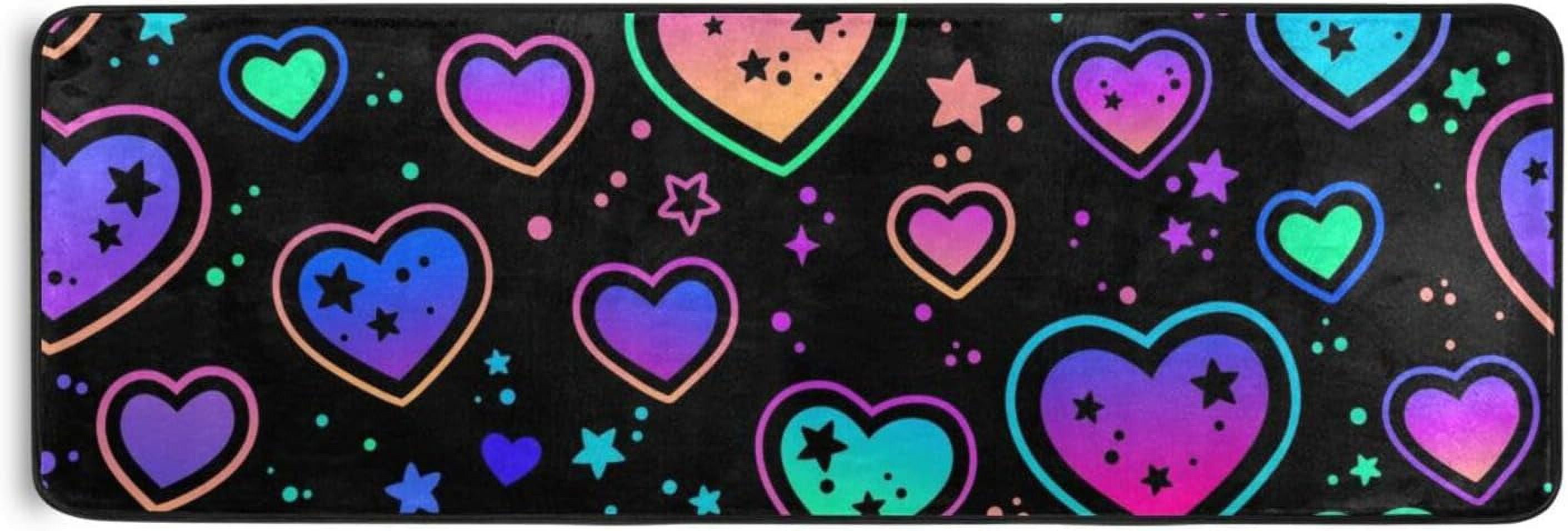 Coolnut Neon Love Printing Area Rug - 2' x 6' Washable Runner Rugs with ...