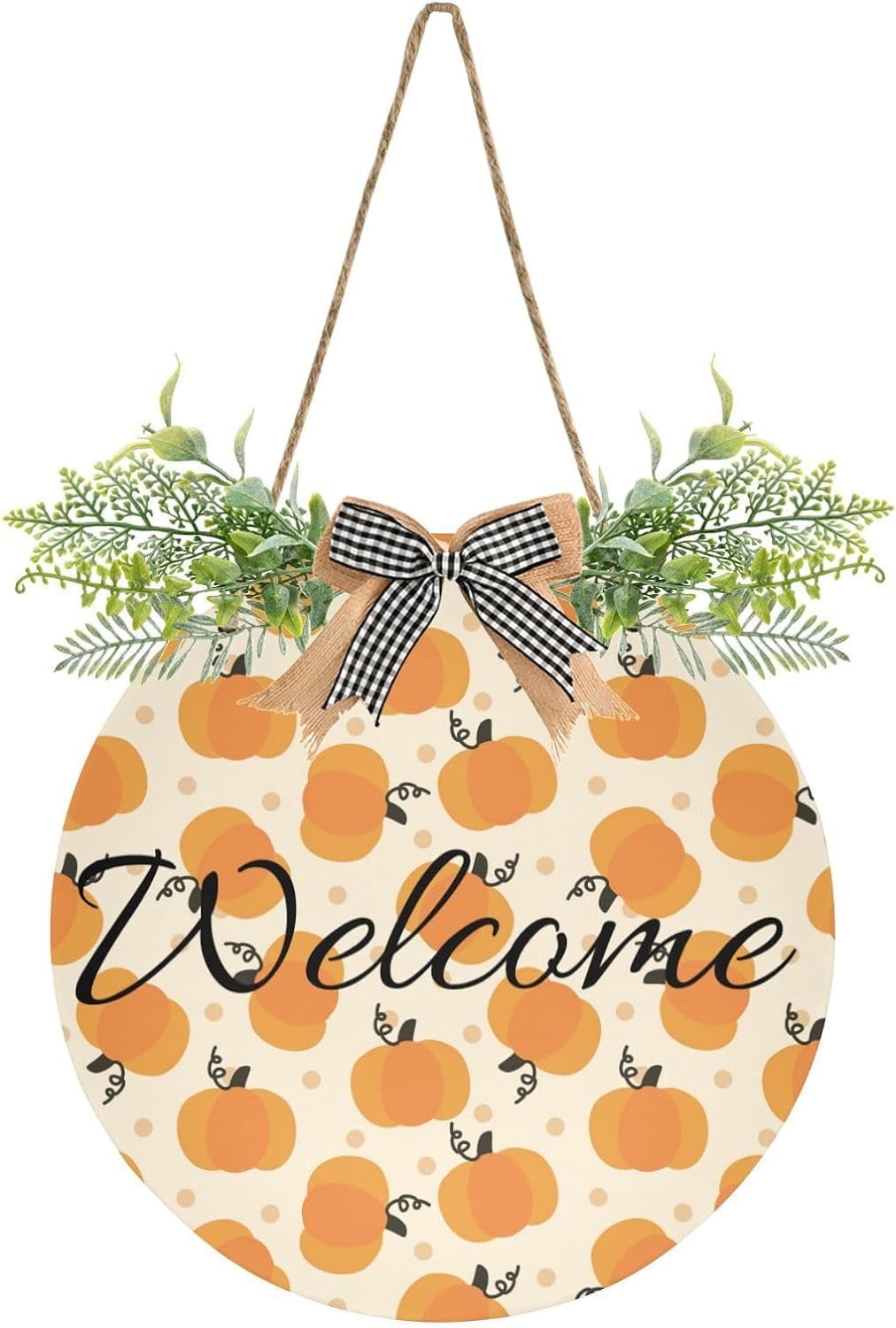 Coolnut Nice Orange Pumpkin Welcome Sign Front Door Round Wall Door ...
