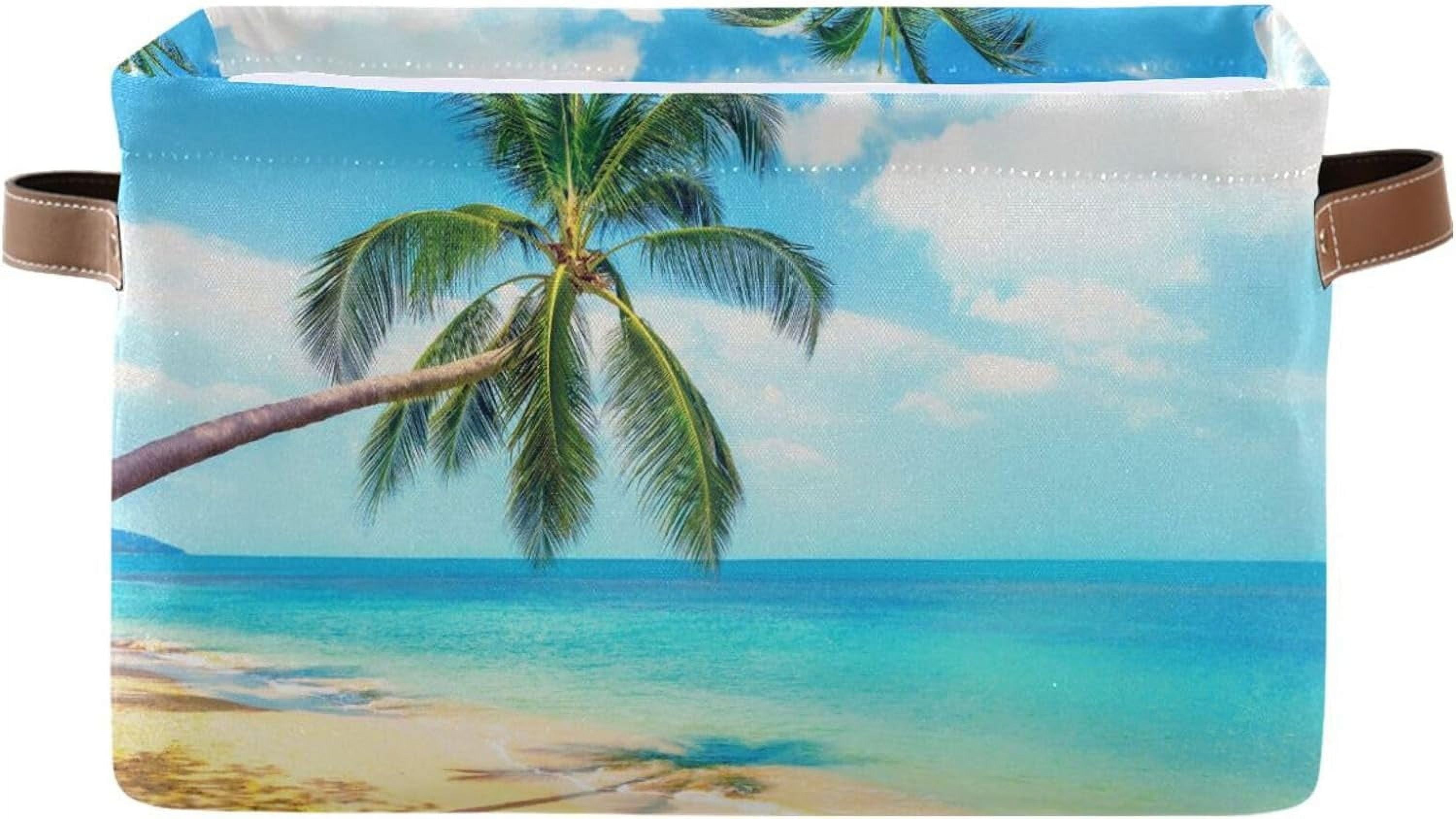 Coolnut Nice Tropical Beach with Palm Trees Foldable Storage Basket for ...