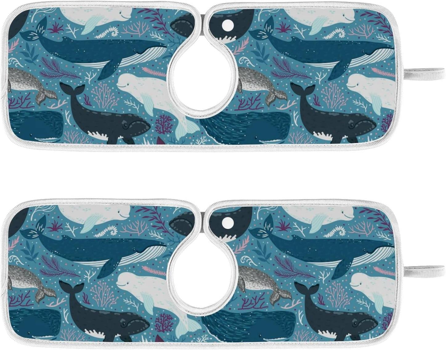 Coolnut Ocean Sea Whales 2PCS Faucet Absorbent Mat Kitchen Faucet Sink ...