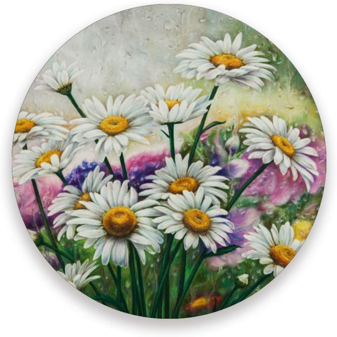 Coolnut Oil Painting Daisy Coasters for Drinks Set of 4, Absorbent ...