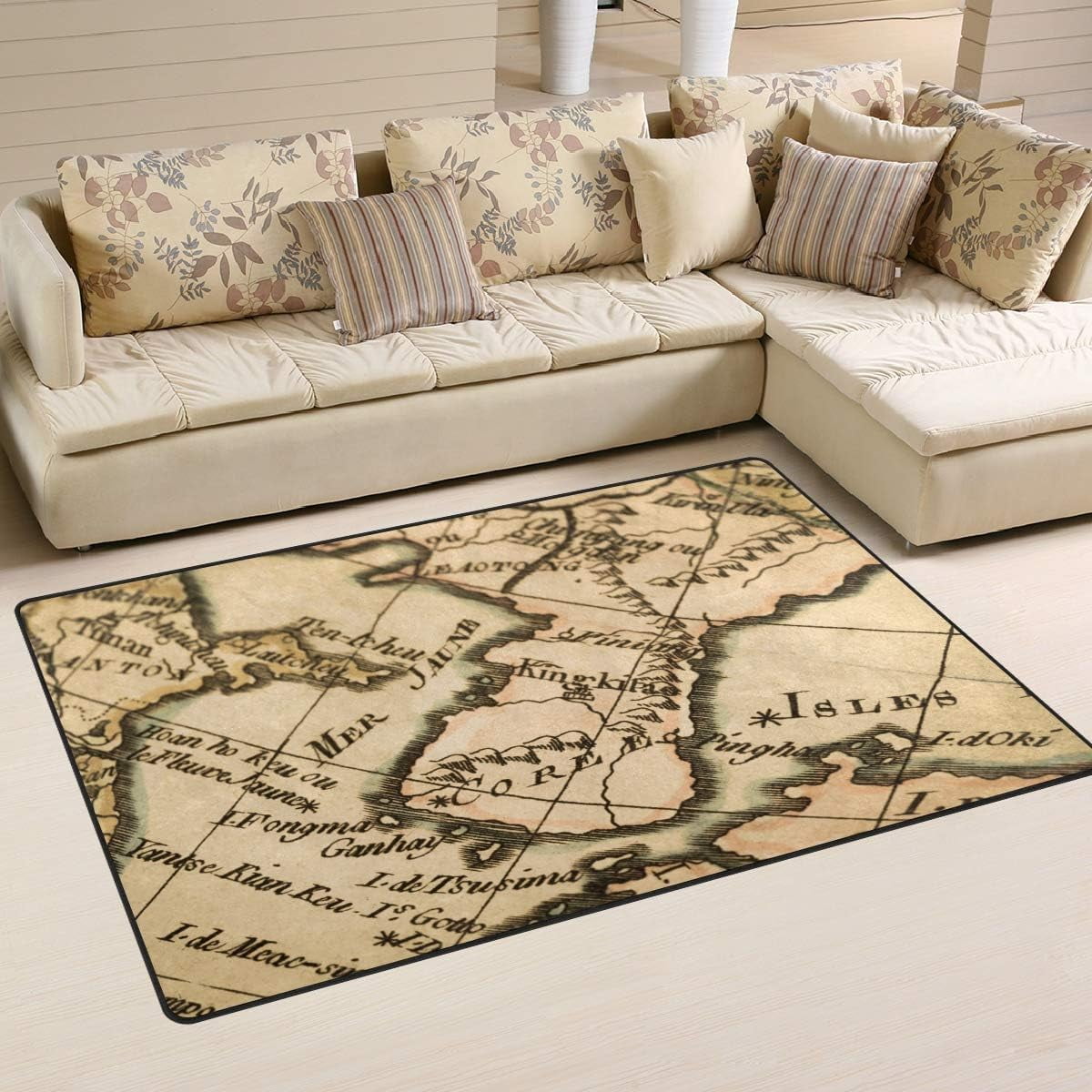 Coolnut Old Map Korean Peninsula Area Rug Pad, 100% Light Weight ...