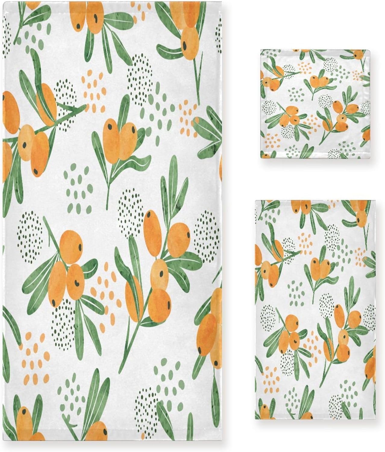 Coolnut Orange Berries Bathroom Towel Set of 3 with Hand Towel, Wash ...