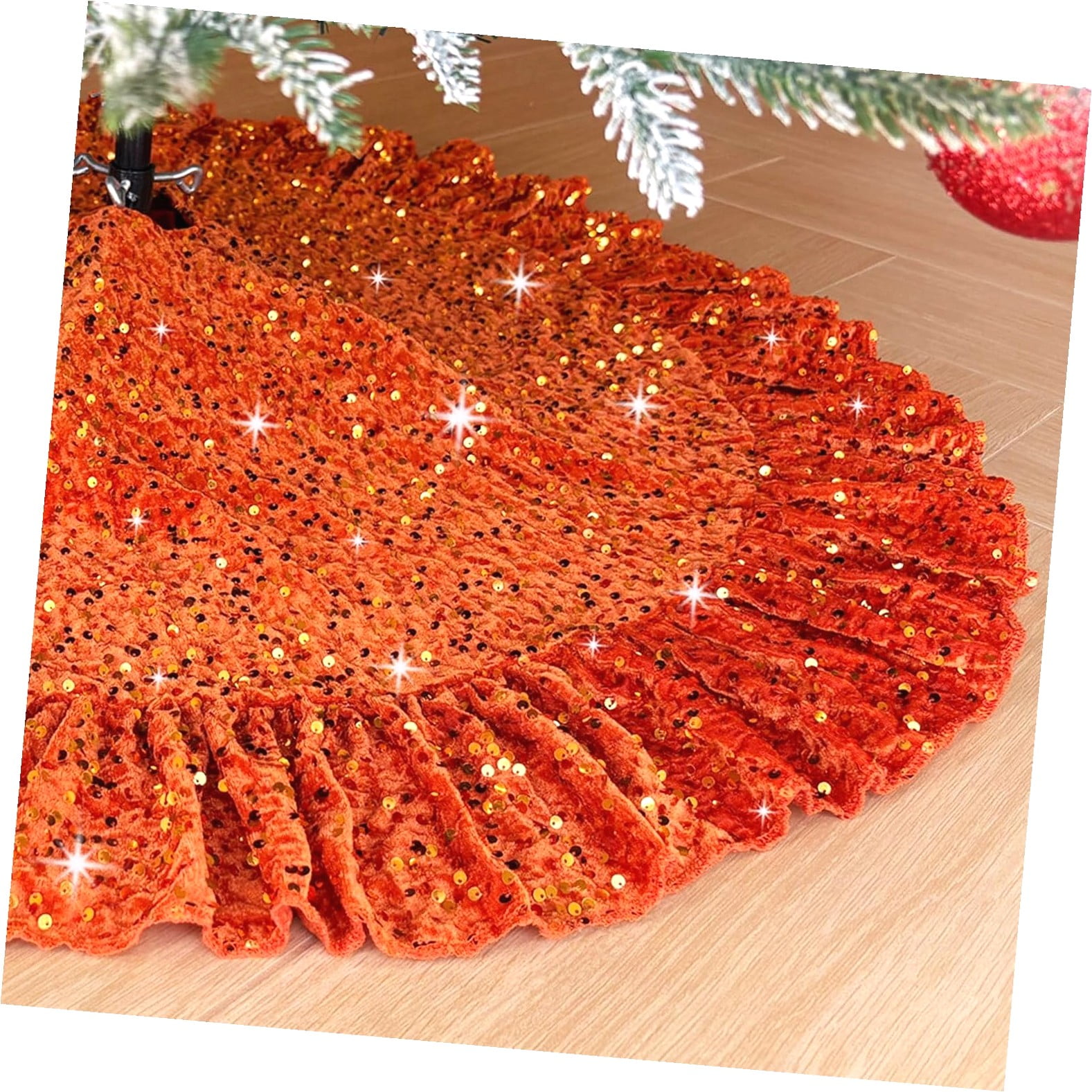 Coolnut Orange Christmas Tree Skirt 45 Inches Ruffled Fall Tree Skirt ...