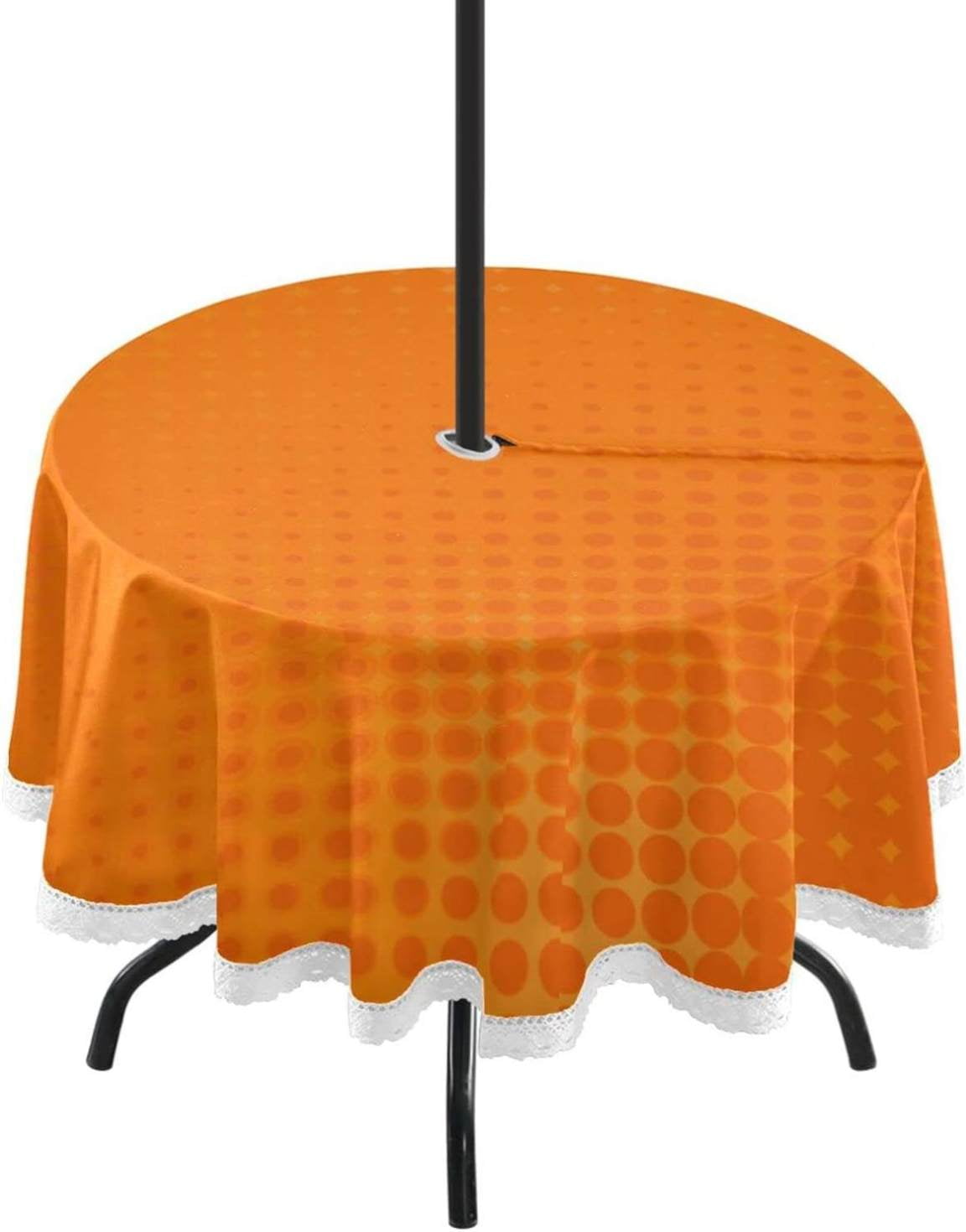 Coolnut Orange Dotted Line Round Table Cloth, Heat Resistant Table ...