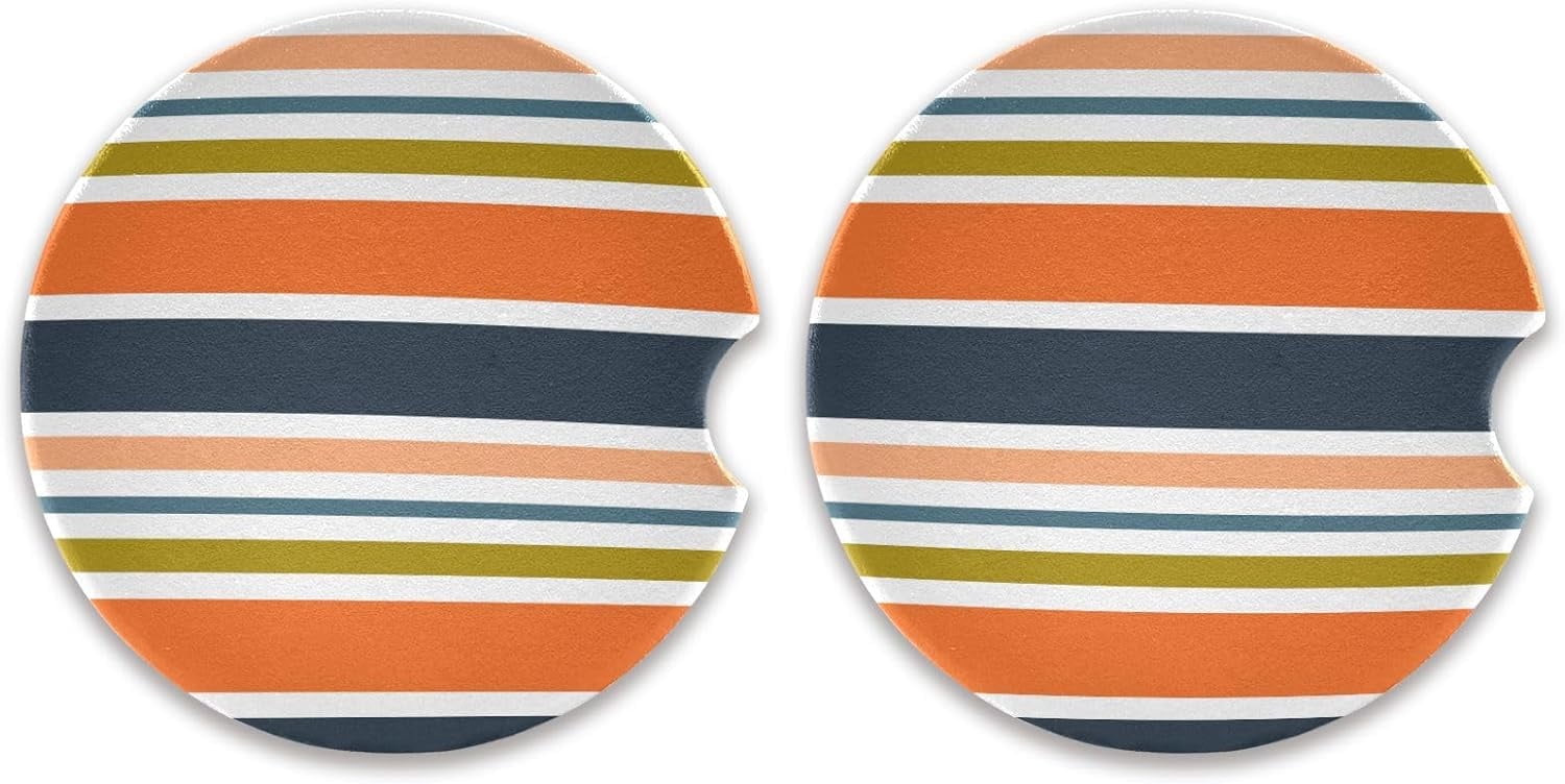 Coolnut Orange Gray Stripes Car Cup Holder Coaster Anti Slip Car ...