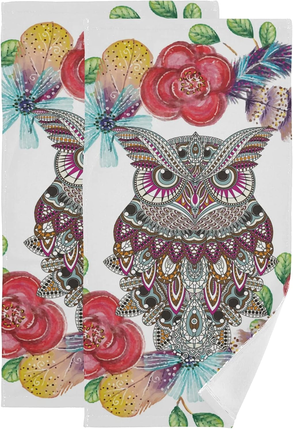 Coolnut Owl Soft Hand Towels, 2 PcsAbsorbent Bath Towel Decorative ...