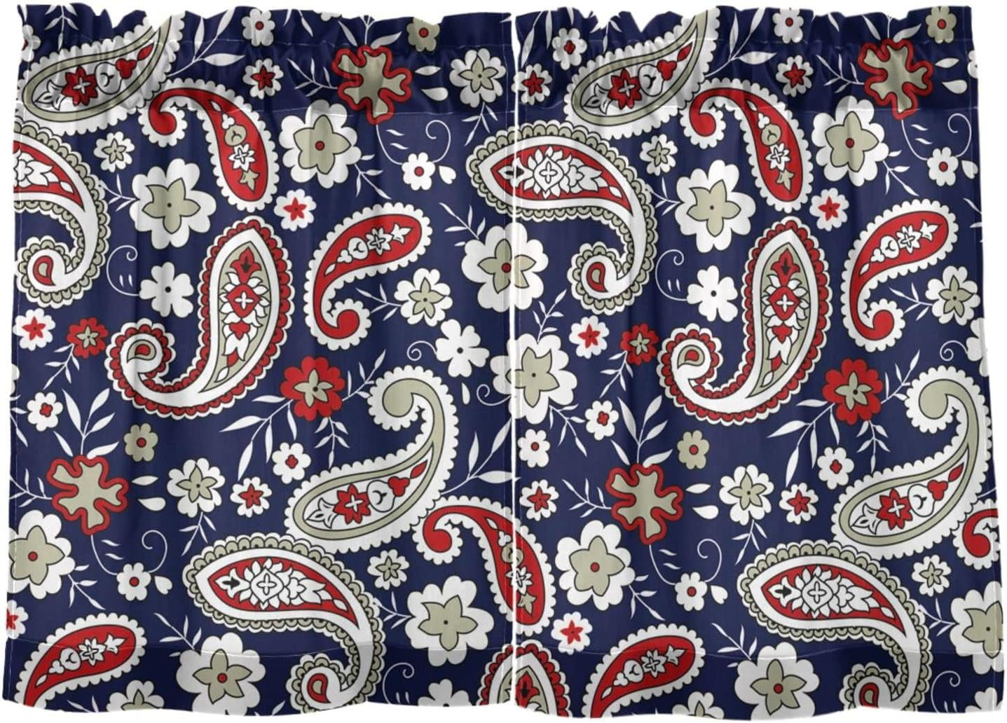 Coolnut Paisley Floral Kitchen Curtains 2 Panels, UV Protected Tier ...