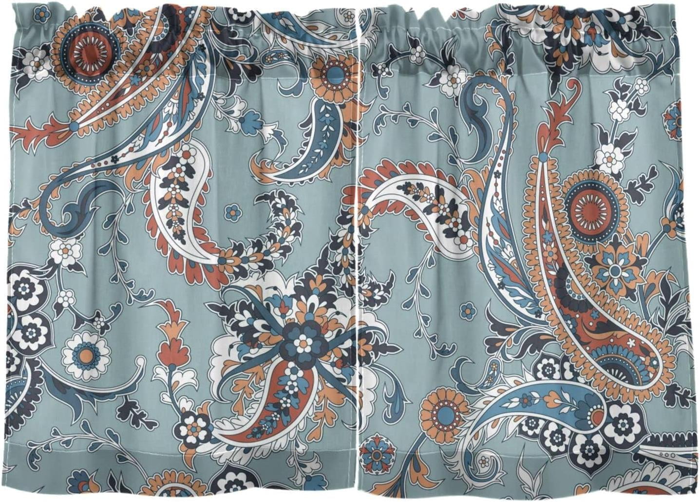 Coolnut Paisley Floral Kitchen Curtains 2 Panels, UV Protected Tier ...