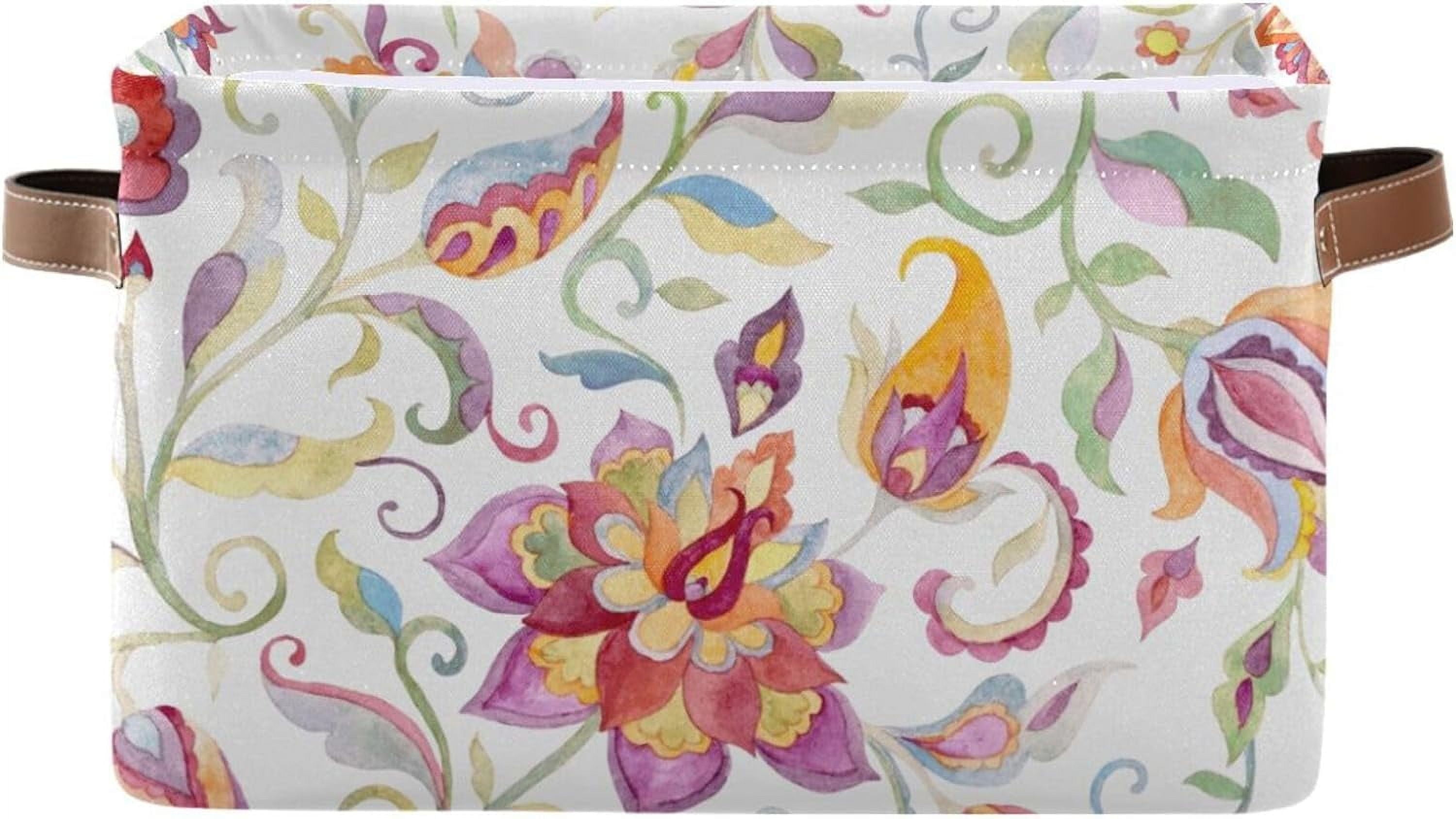 Coolnut Paisley Floral Pattern Storage Bins Foldable Canvas Fabric ...