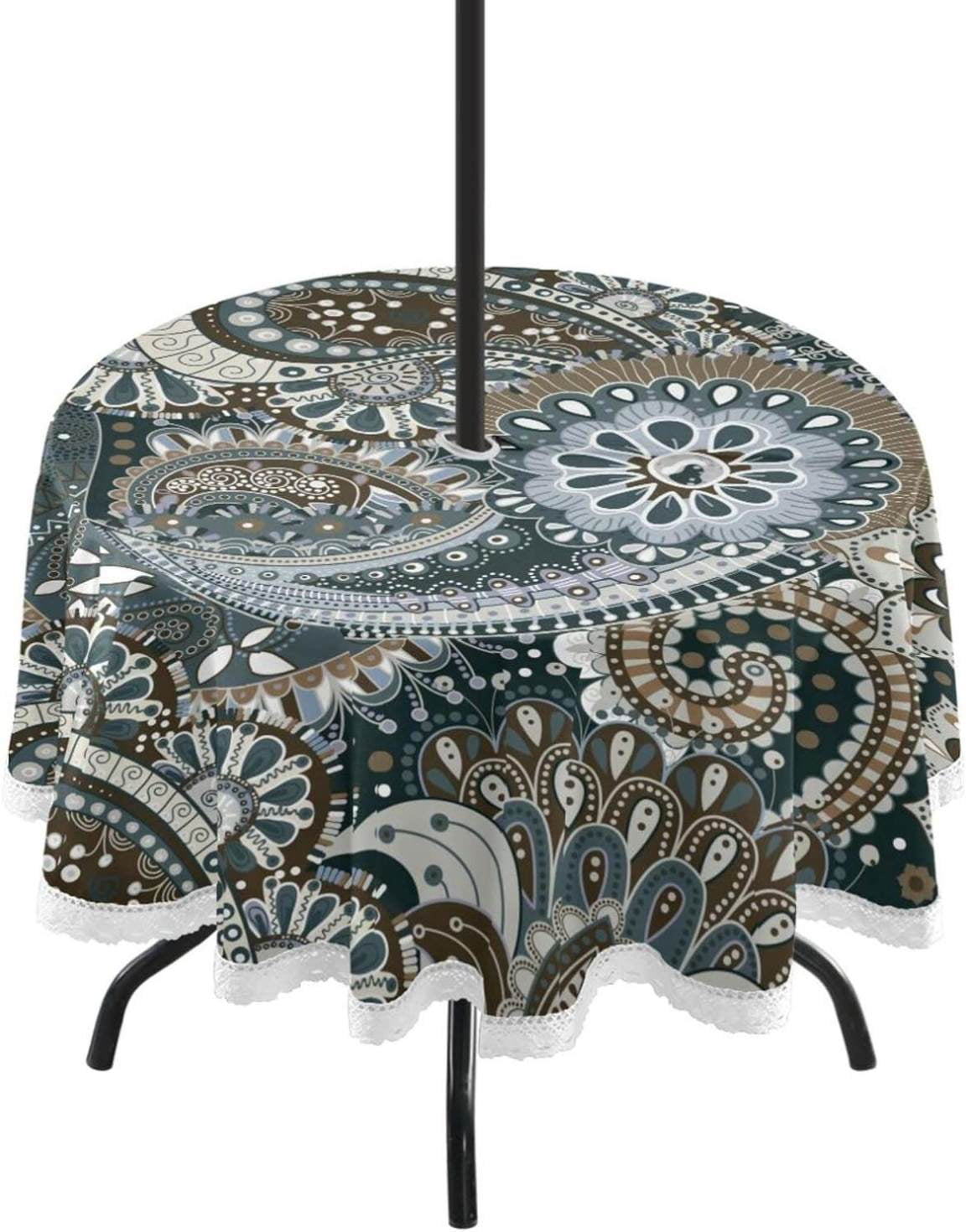 Coolnut Paisley Floral Round Table Cloth, Heat Resistant Table Cover ...