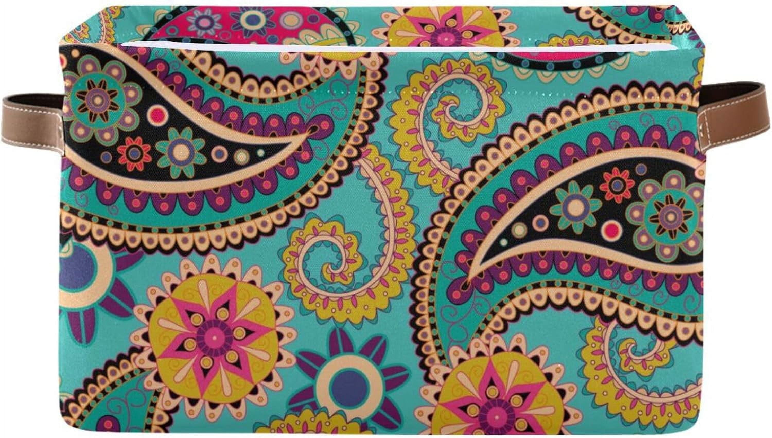 Coolnut Paisley Texture Pattern Storage Bins Foldable Canvas Fabric ...
